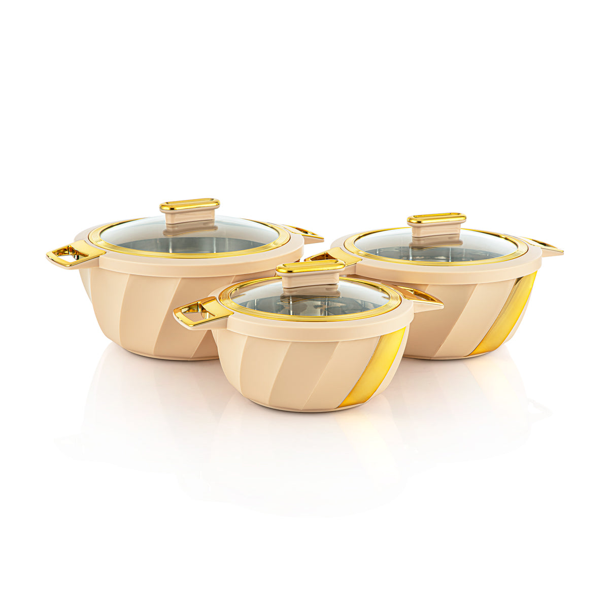Almarjan 3 Piece Salwa Collection Plastic Hot Pot Khaki & Gold - SW001